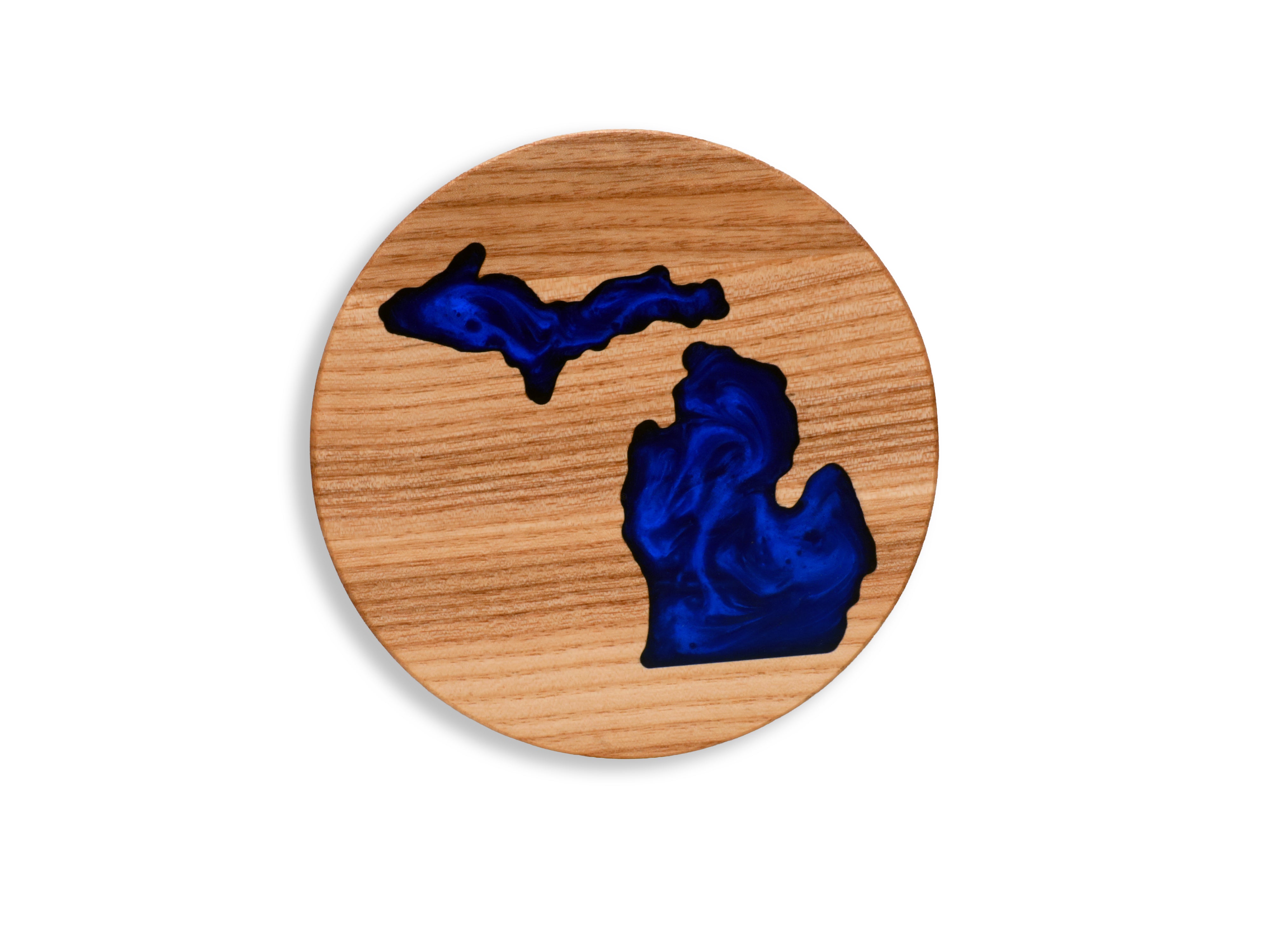 Michigan Resin Circle Coaster – Detroit Carved